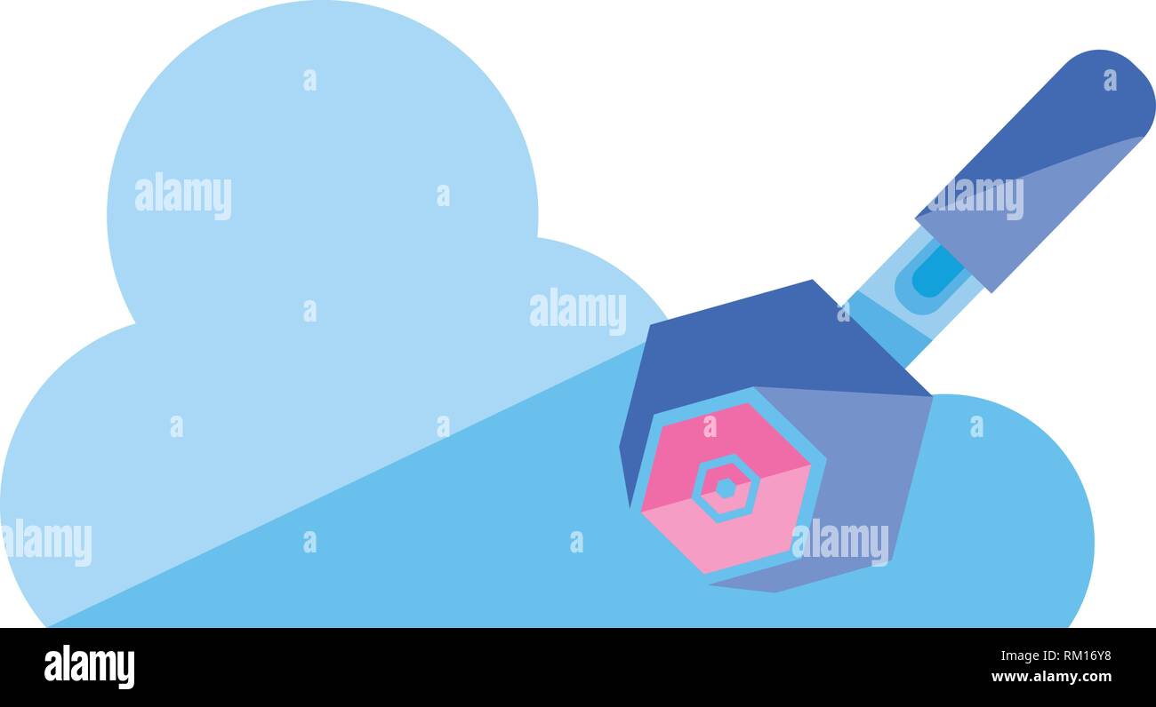 wrench with nut metal and cloud computing vector illustration design ...