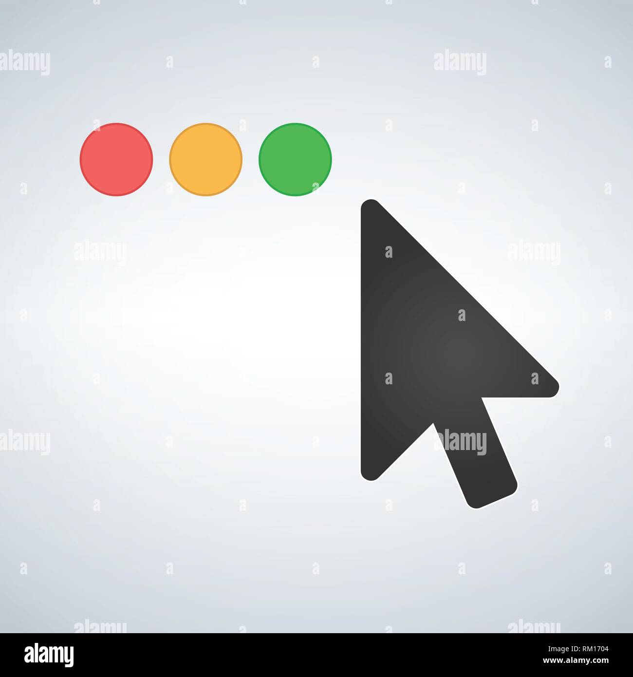 Clean OS or Web multicolor buttons with mouse cursor. Close minimize ...