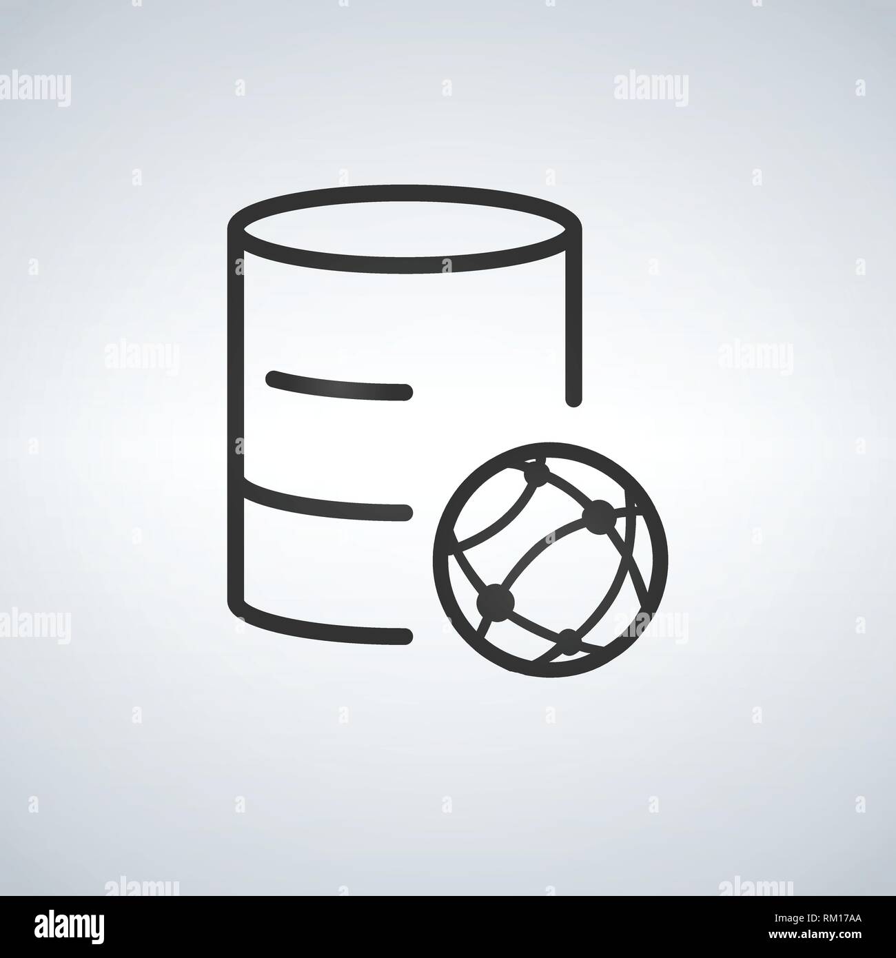 Linear Database Server Isolated Flat Web Mobile Icon With Globe Or
