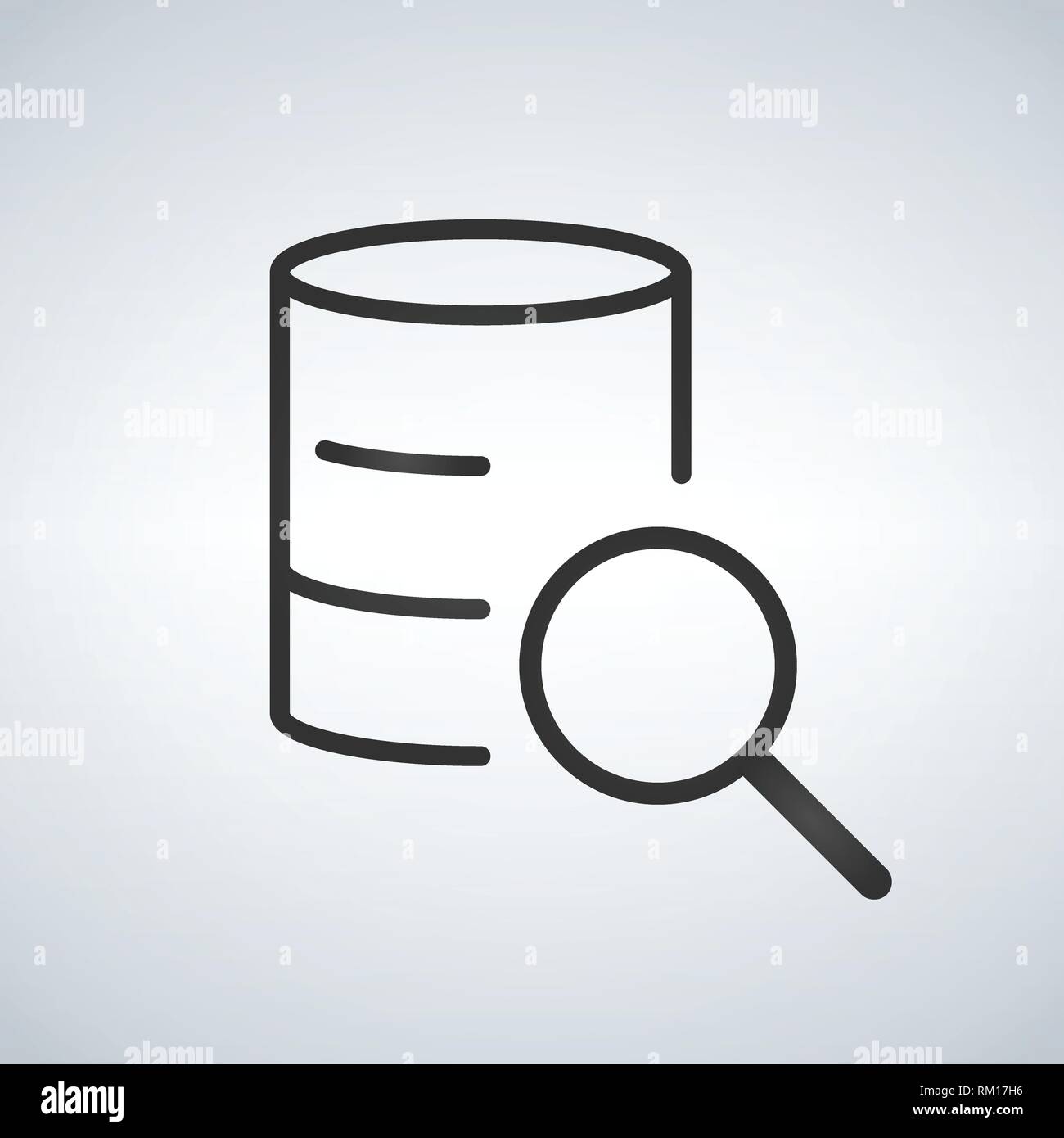 Linear Database Server Isolated Flat Web Mobile Icon With Search Icon Or Magnifying Glass