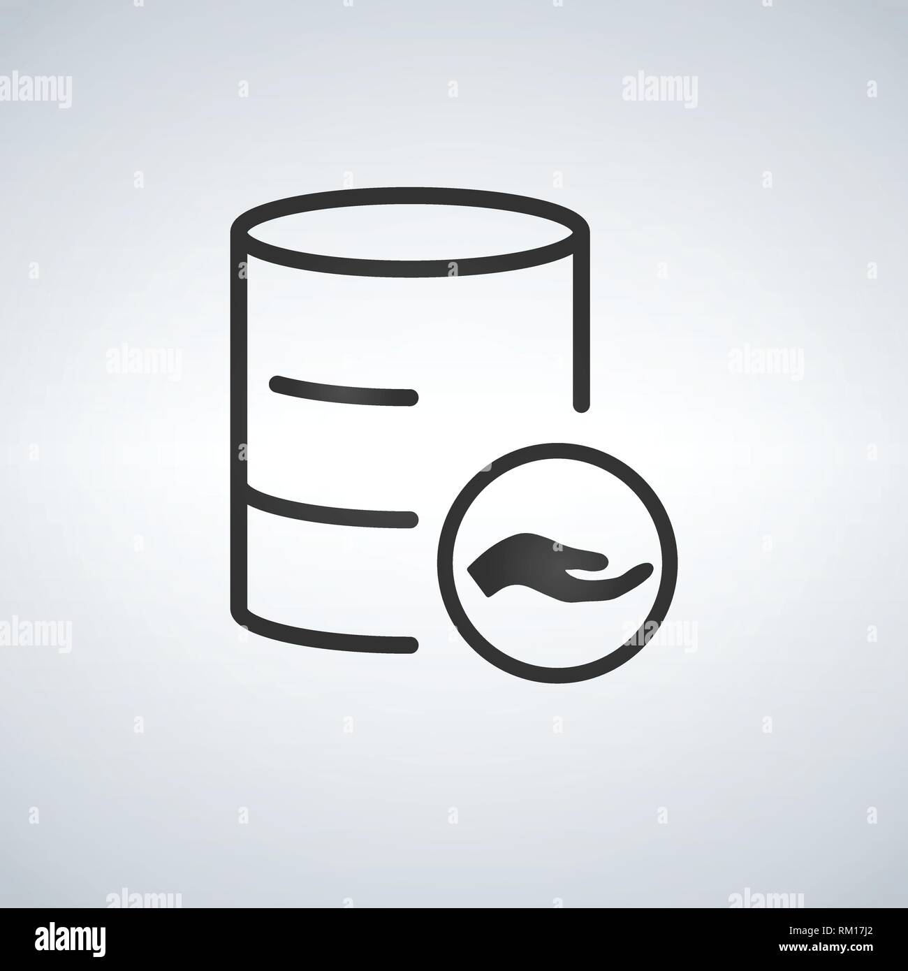 Linear Database Server Isolated Flat Web Mobile Icon With Hand Or