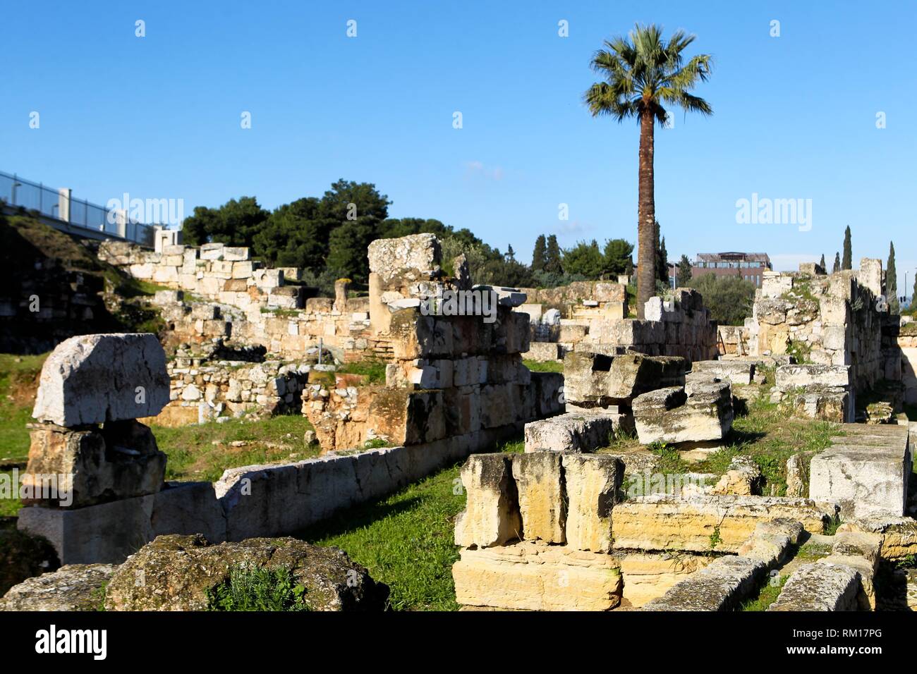 The ancient site of Kerameikos was divided into two parts by the walls ...