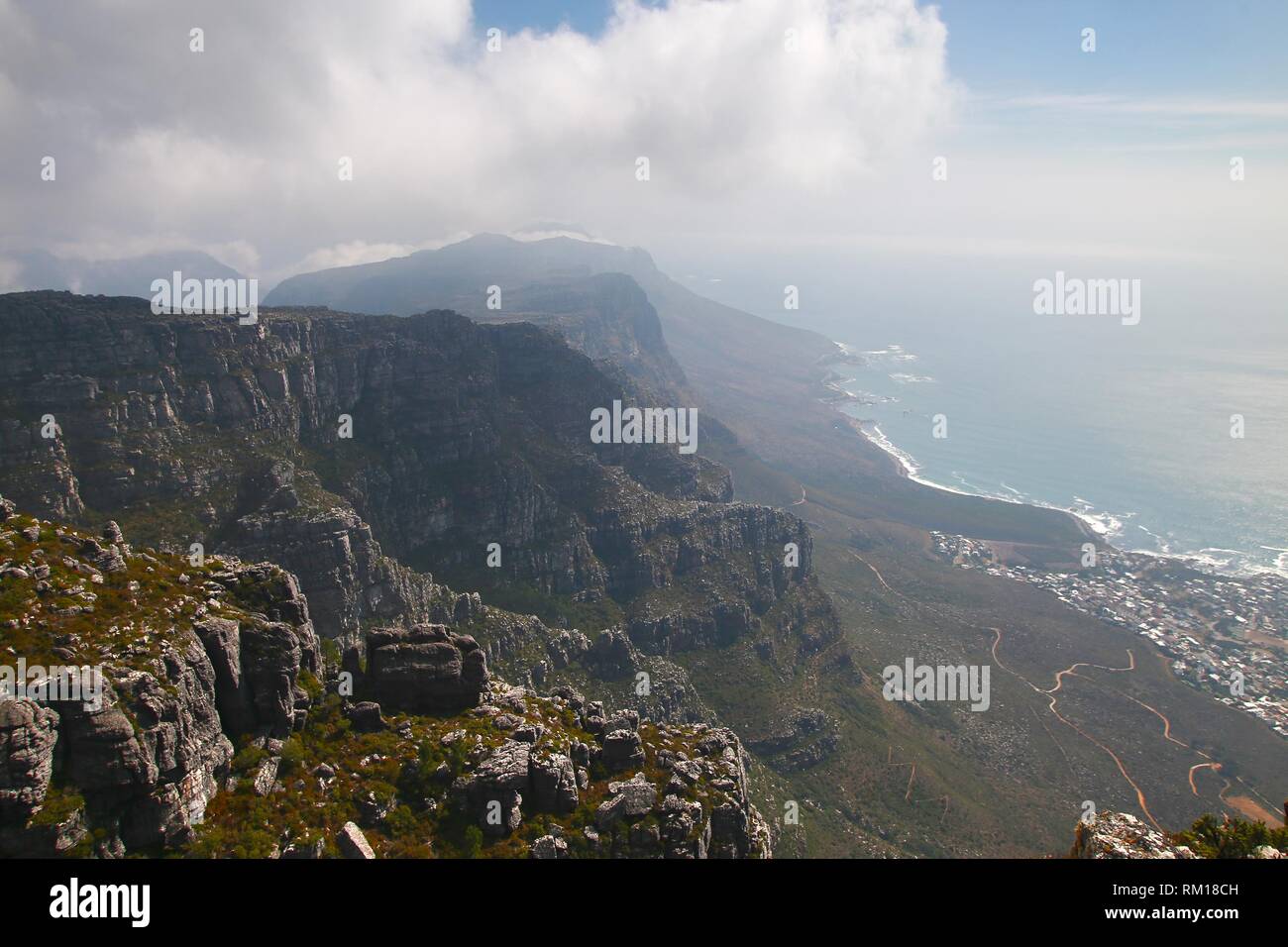 Table Mountain is a landmark overlooking the city of Cape Town in South ...