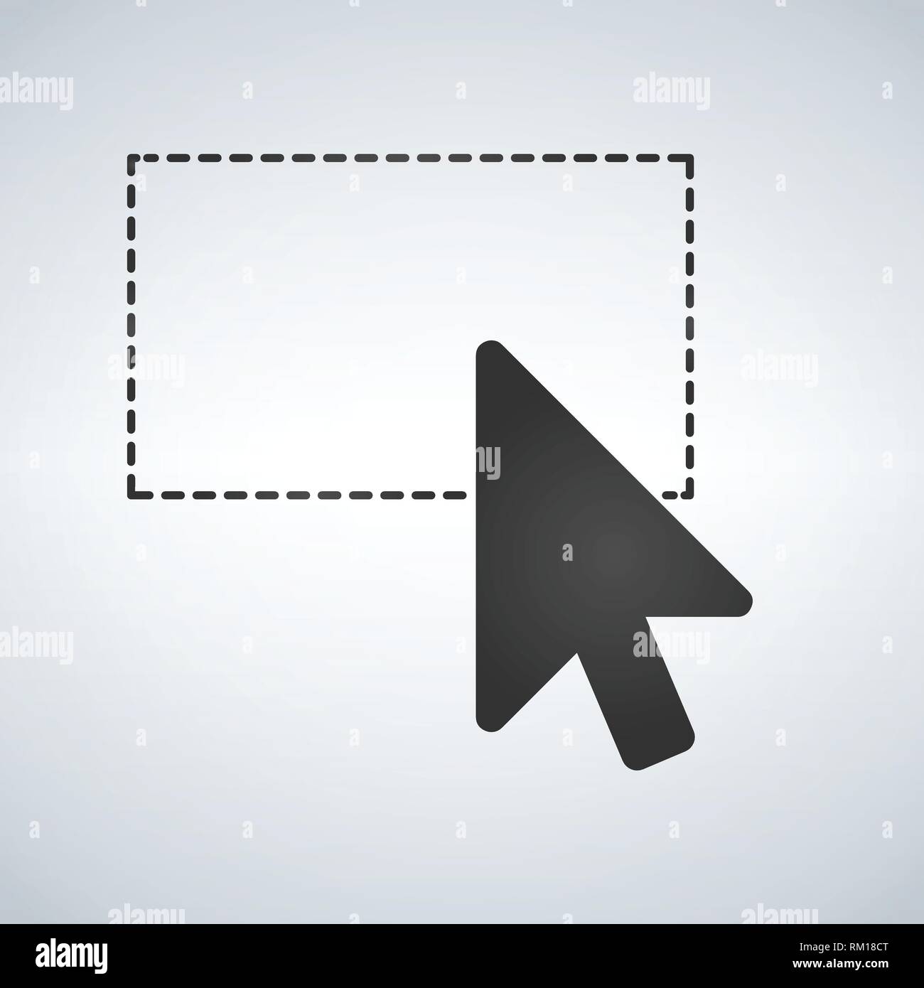 Selection tool with mouse cursor, dashed line. Vector illustration ...