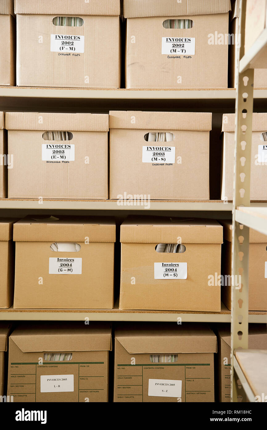 Boxes of Invoices Stock Photo - Alamy