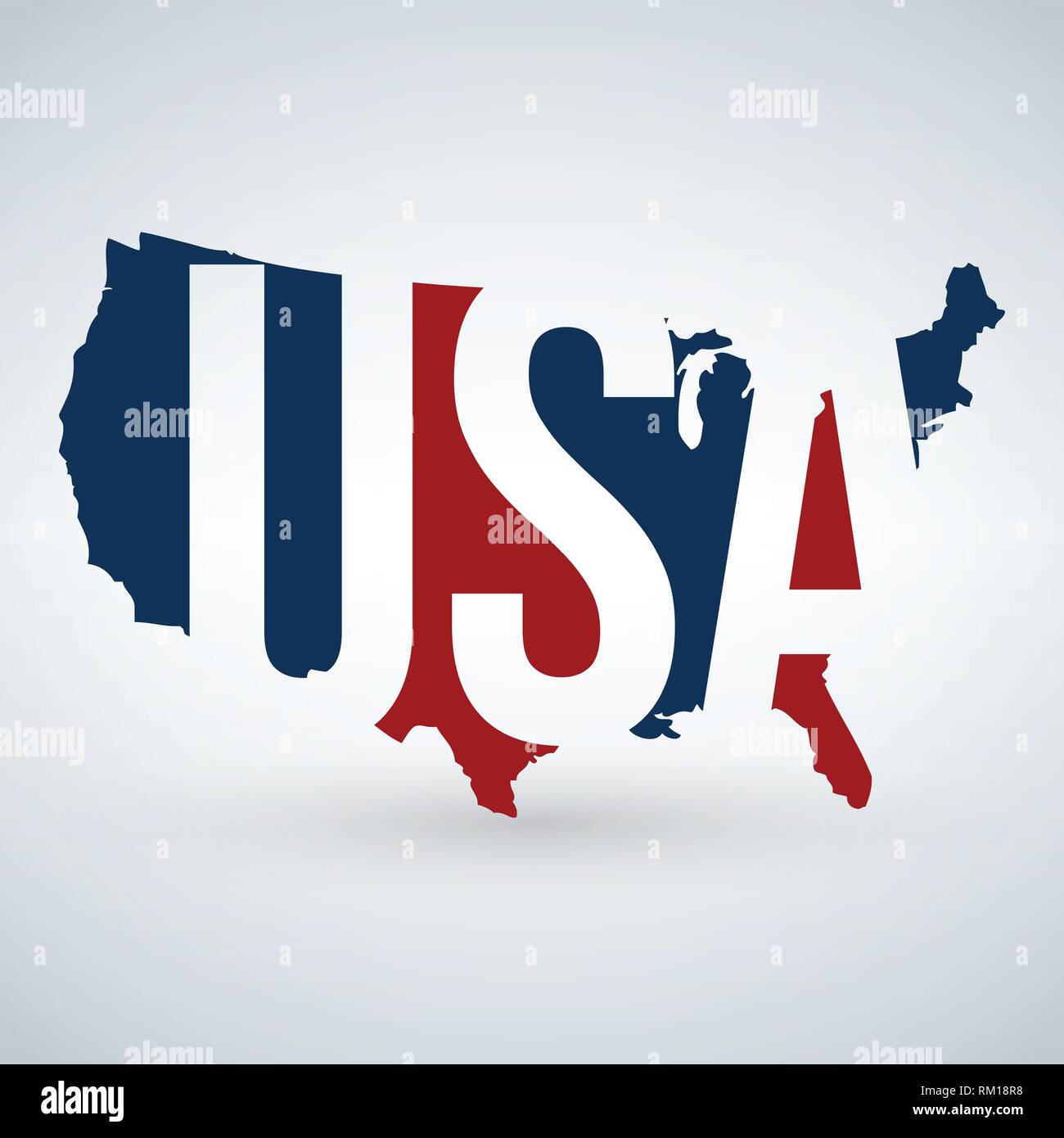 US logo or icon with USA letters across the map, United States of ...
