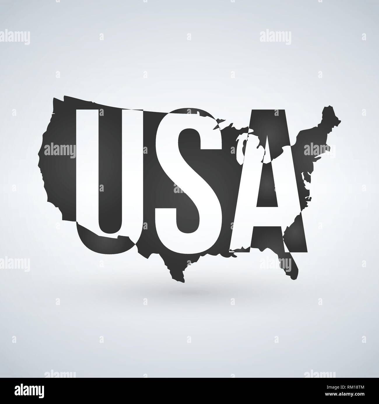 US logo or icon with USA letters across the map, United States of ...