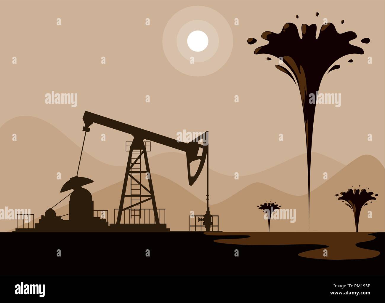 oil industry scene with derrick vector illustration design Stock Vector ...
