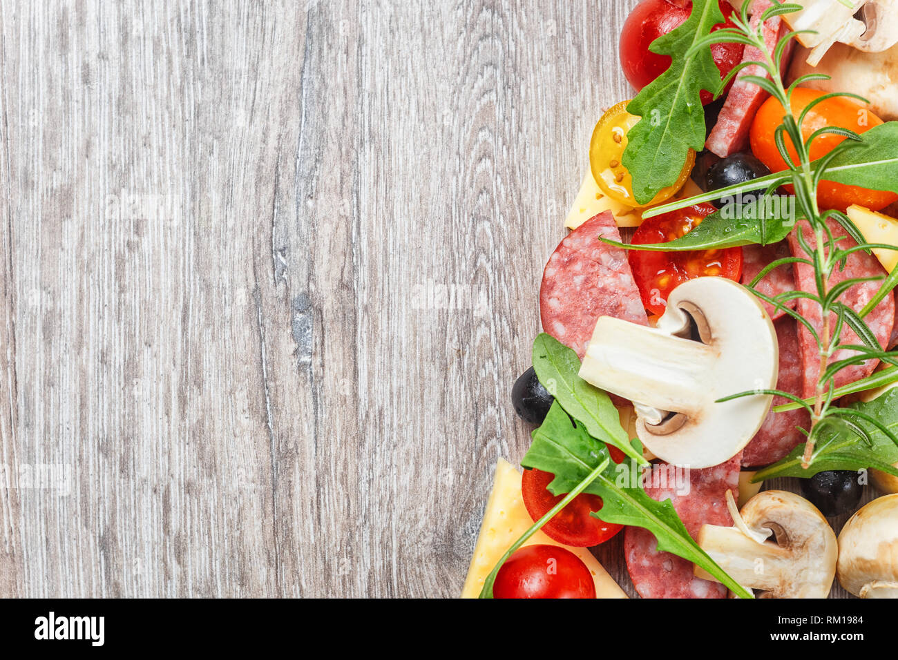 Ingredients for italian food. Top view, view from above. Horizontal ...