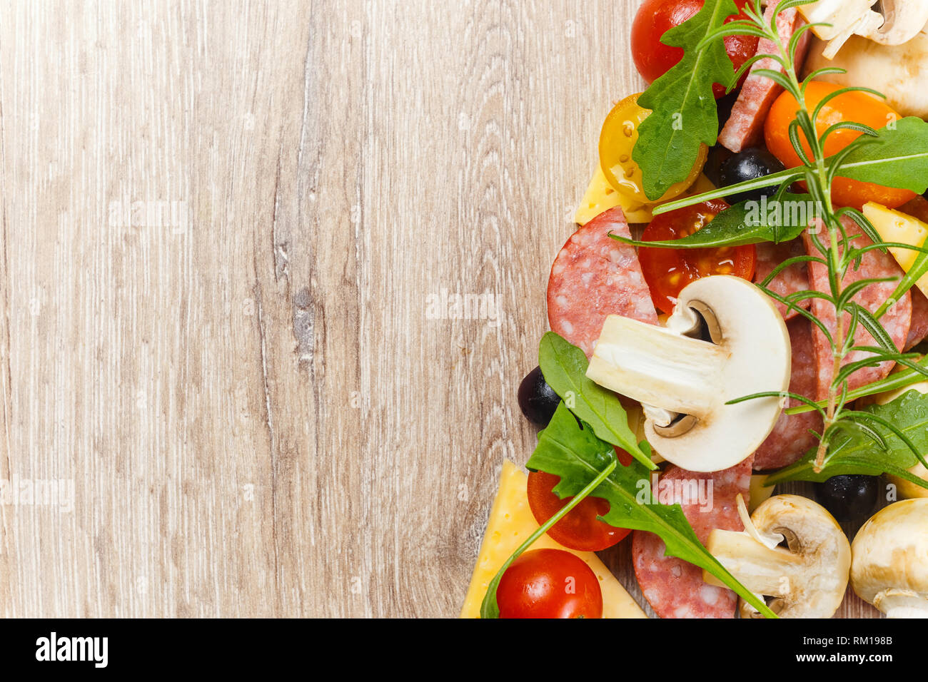 Ingredients for italian food. Top view, view from above. Horizontal ...