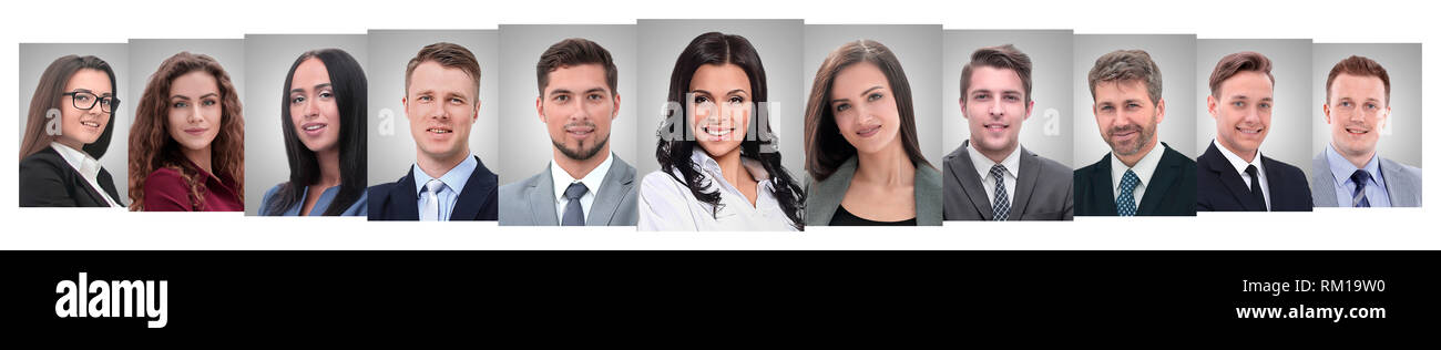 panoramic collage of portraits of successful business people Stock ...