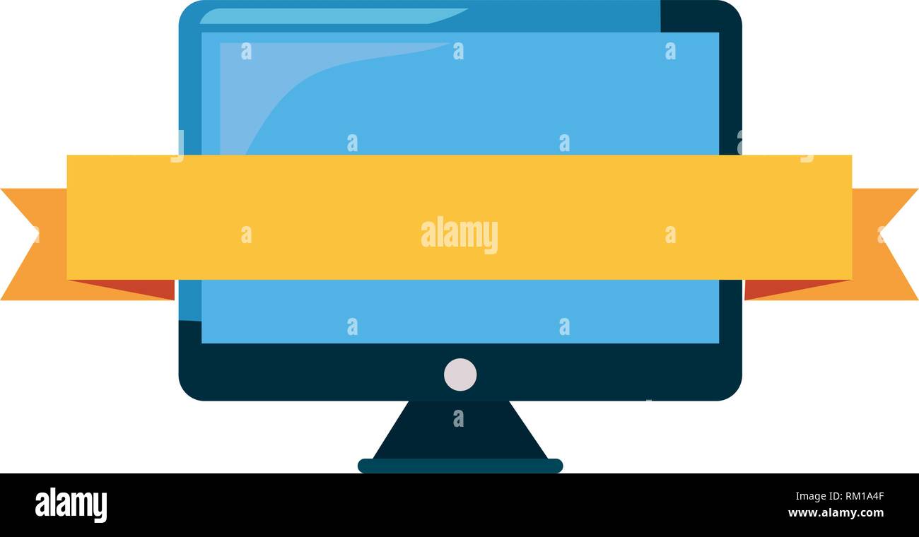 computer ribbon online shopping market vector illustration Stock Vector ...