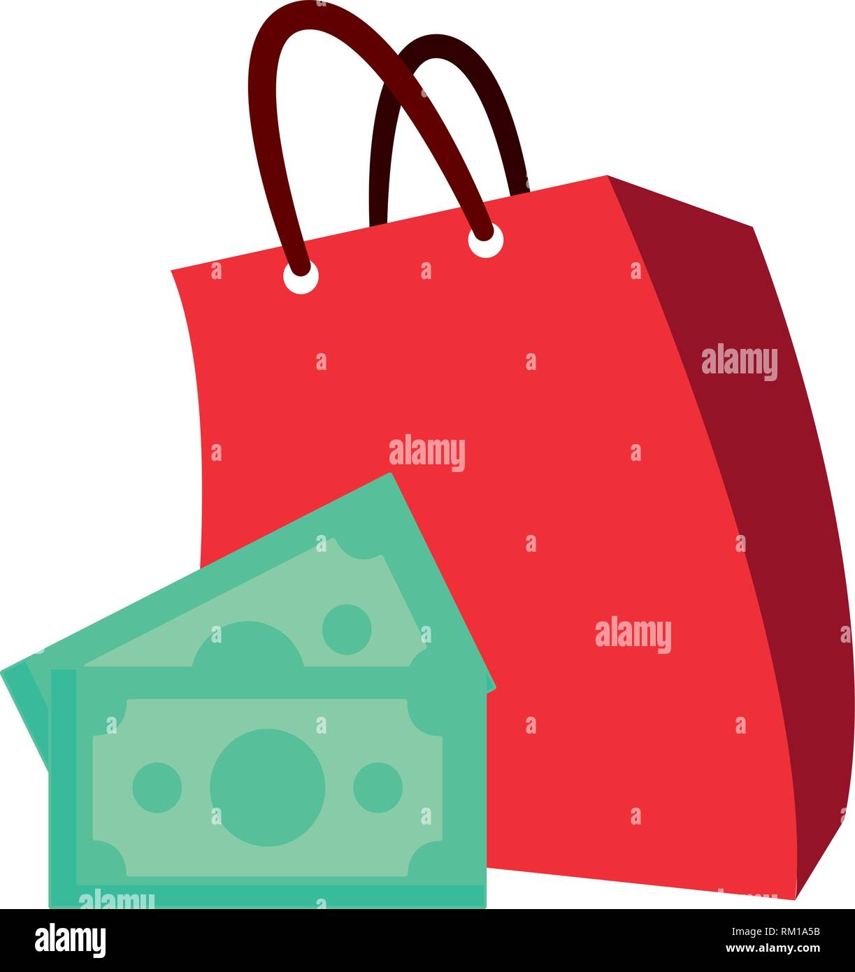 paper bag and money online shopping market vector illustration Stock ...