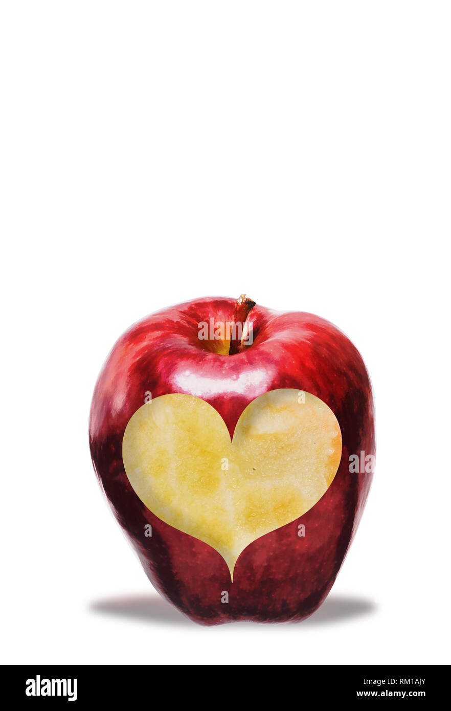 Fresh juicy red apple heart Stock Photo - Alamy