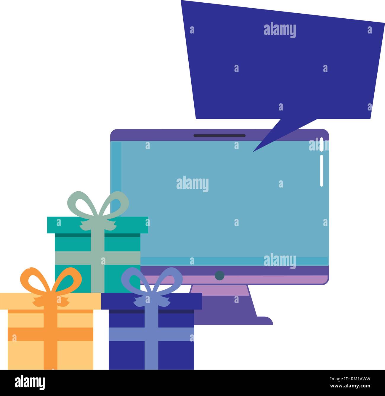 computer gift boxes online shopping market vector illustration Stock ...