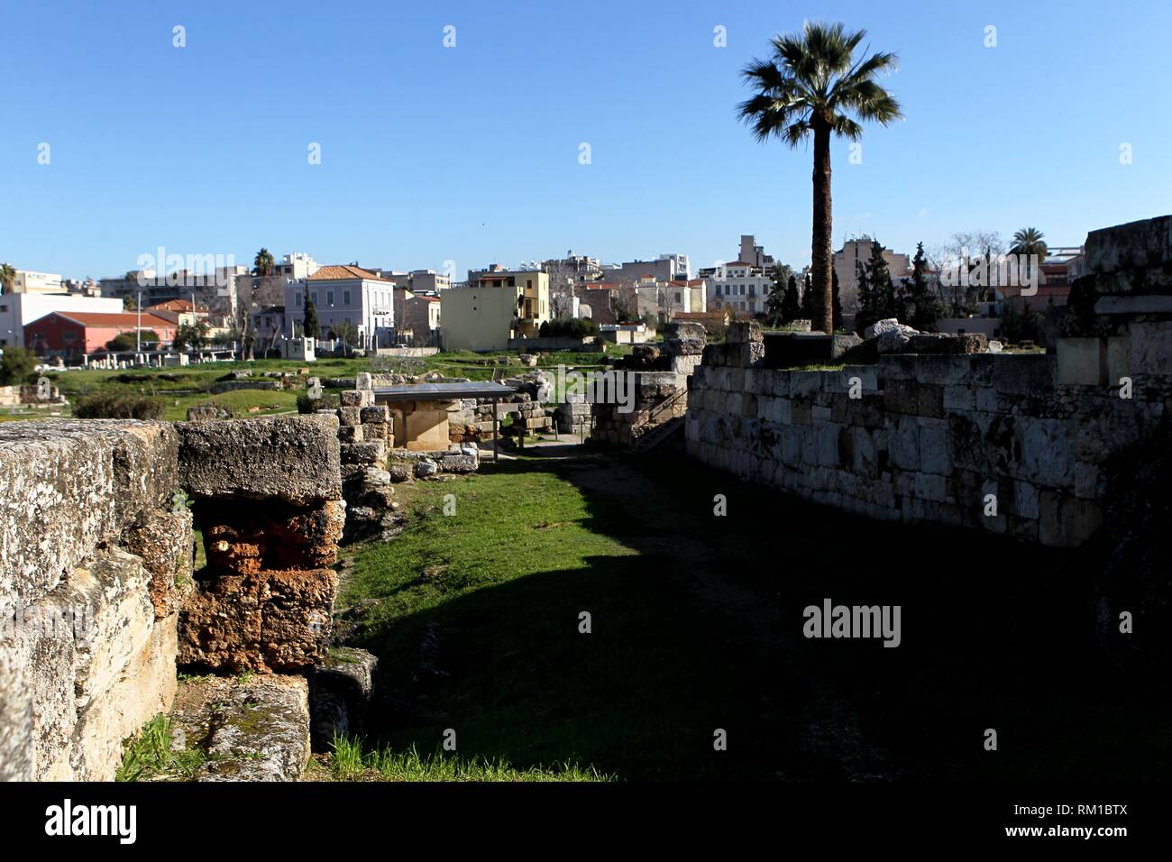 The ancient site of Kerameikos was divided into two parts by the walls ...