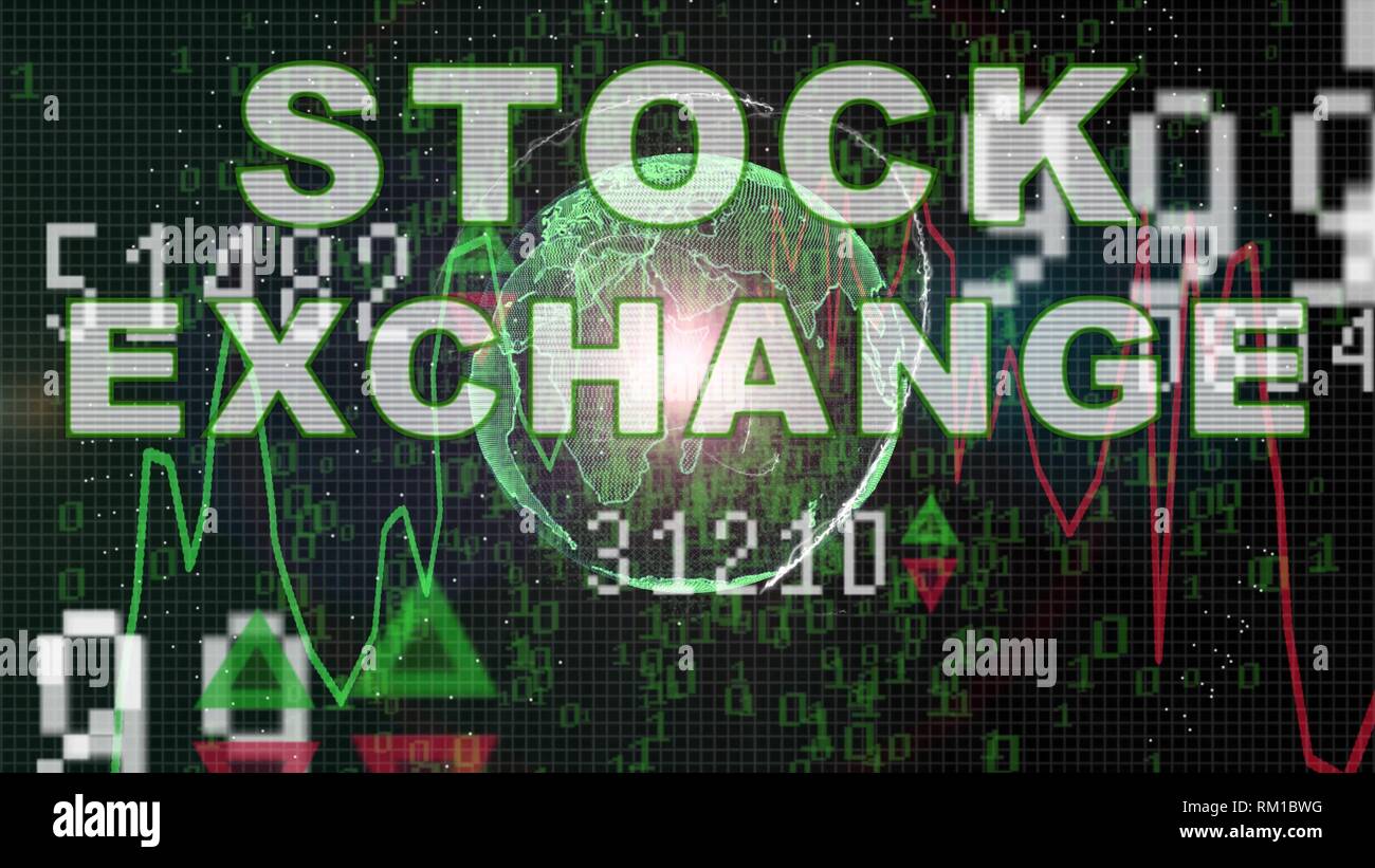 Stock exchange text on Stock market graph with bar chart price display ...