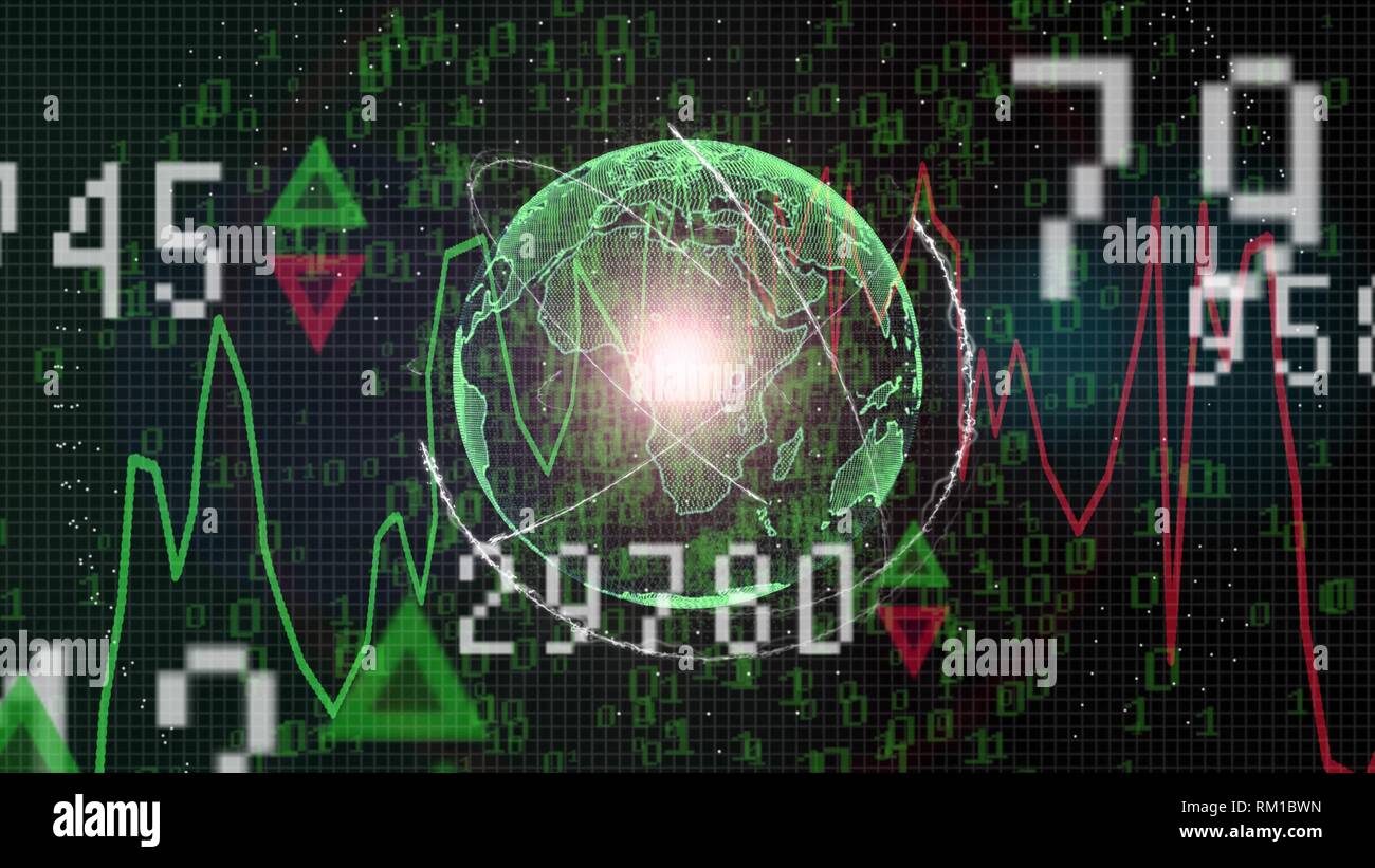 Stock market graph with bar chart price display, trading screen, chart ...