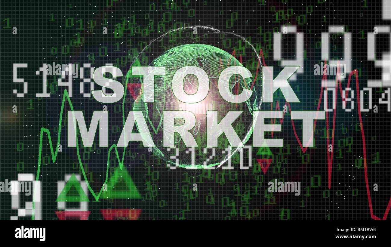 Stock Market text on Stock market graph with bar chart price display ...