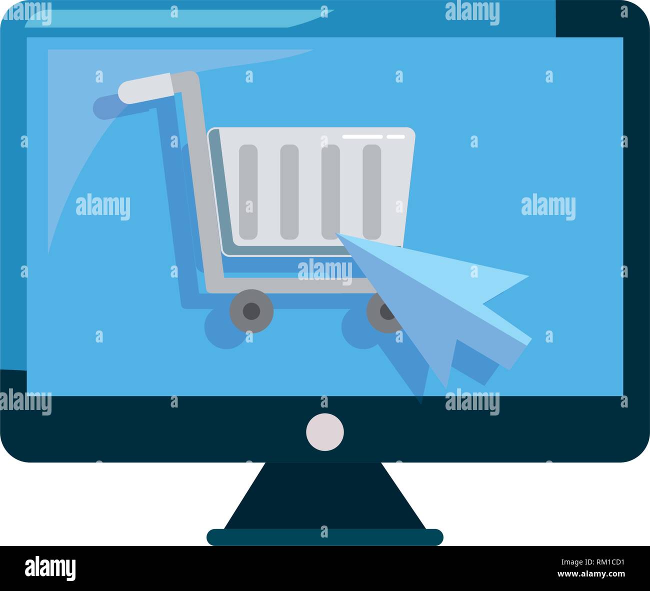 computer cart cursor online shopping market vector illustration Stock ...