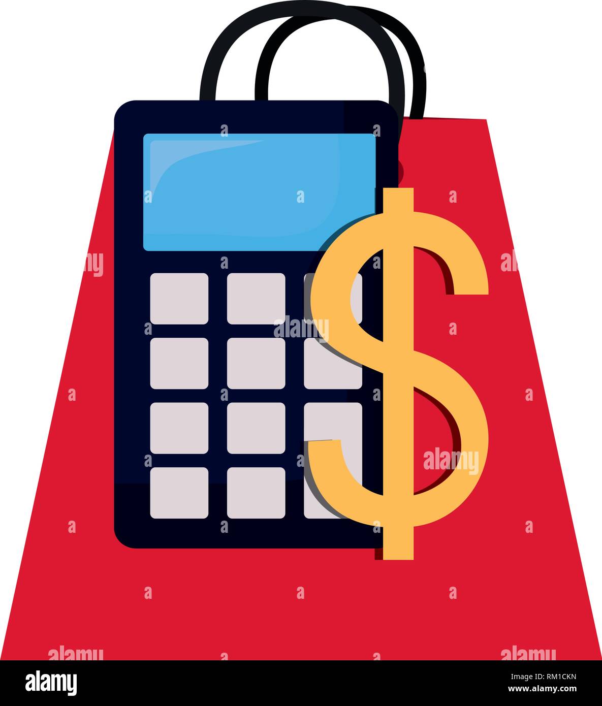 calculator money bag online shopping market vector illustration Stock ...