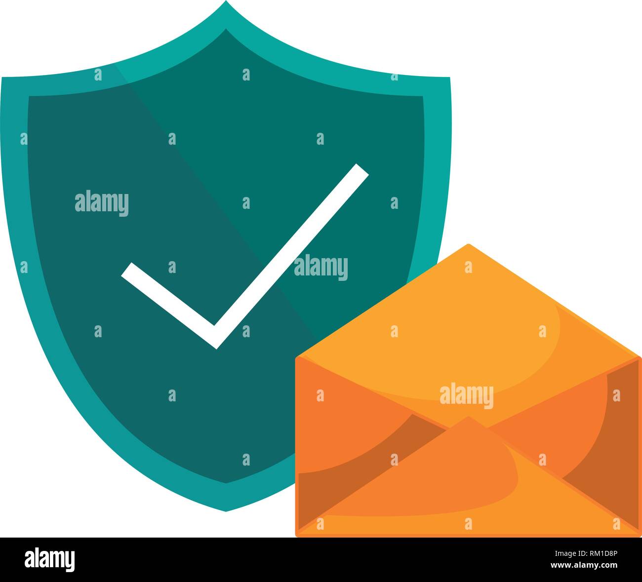 mail shield protrection checkmark data security vector illustration ...