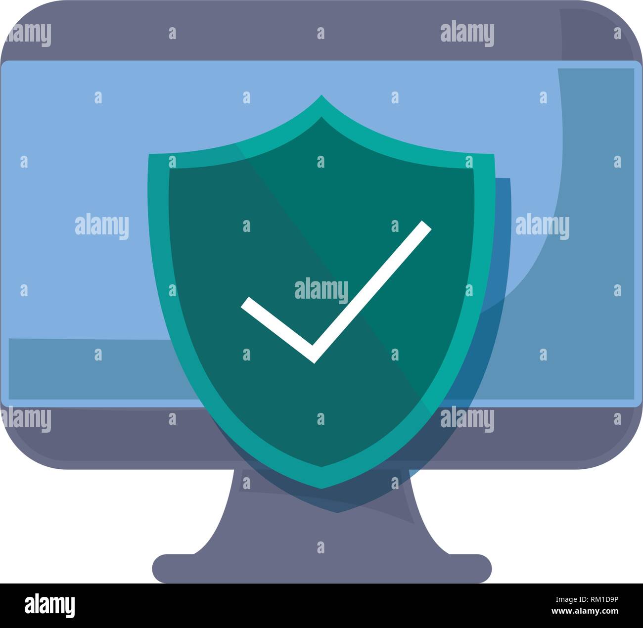 Computer Shield Protrection Checkmark Data Security Vector Illustration