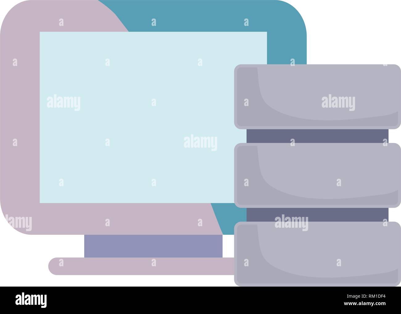 computer monitor database server data security vector illustration ...