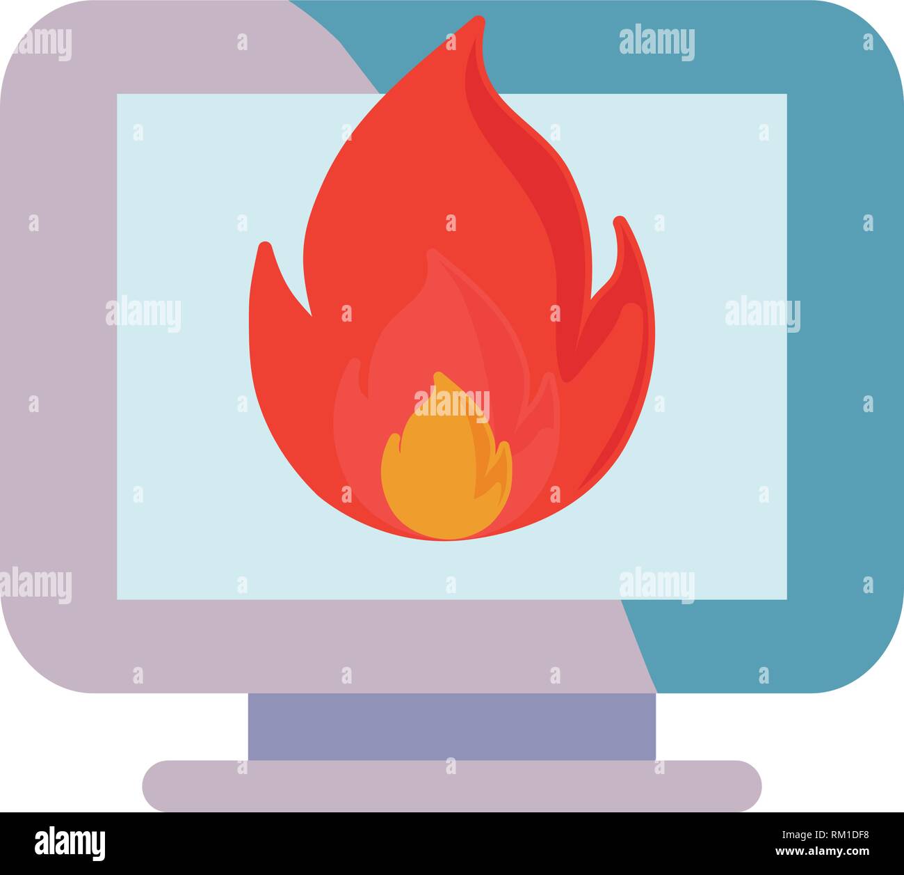 comuter monitor flame data security vector illustration Stock Vector ...