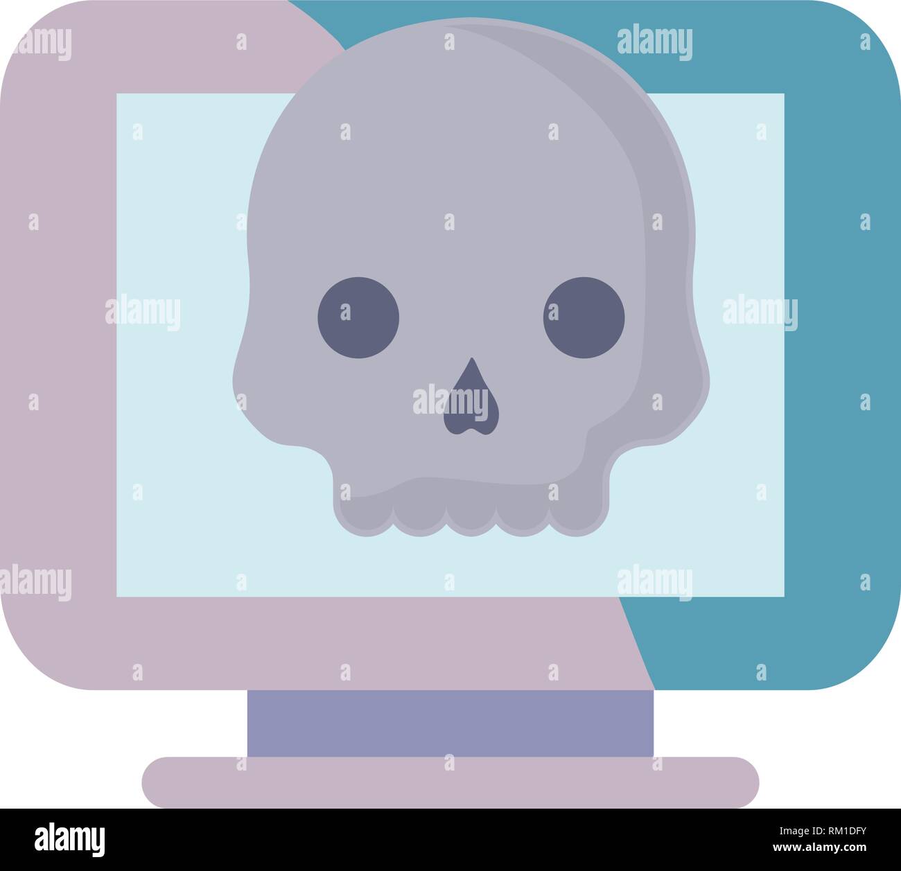 computer monitor skull danger data security vector illustration Stock ...