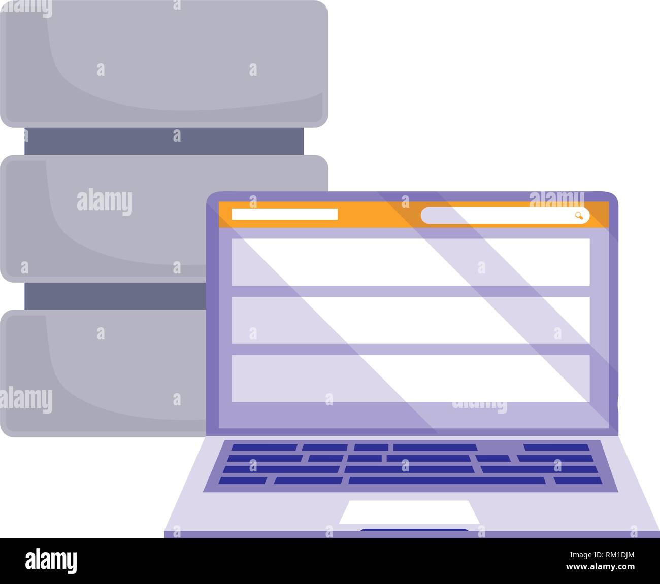 database server laptop computer security vector illustration Stock ...