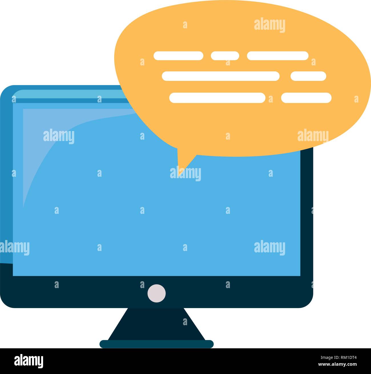computer monitor speech bubble message vector illustration Stock Vector ...