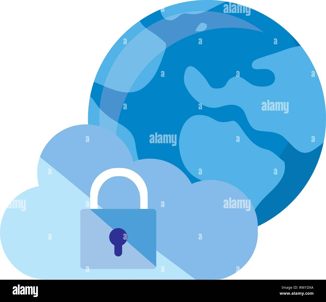 world cloud storage data security vector illustration Stock Vector ...
