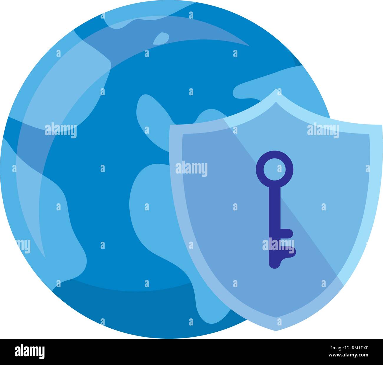world shield protection key data security vector illustration Stock ...