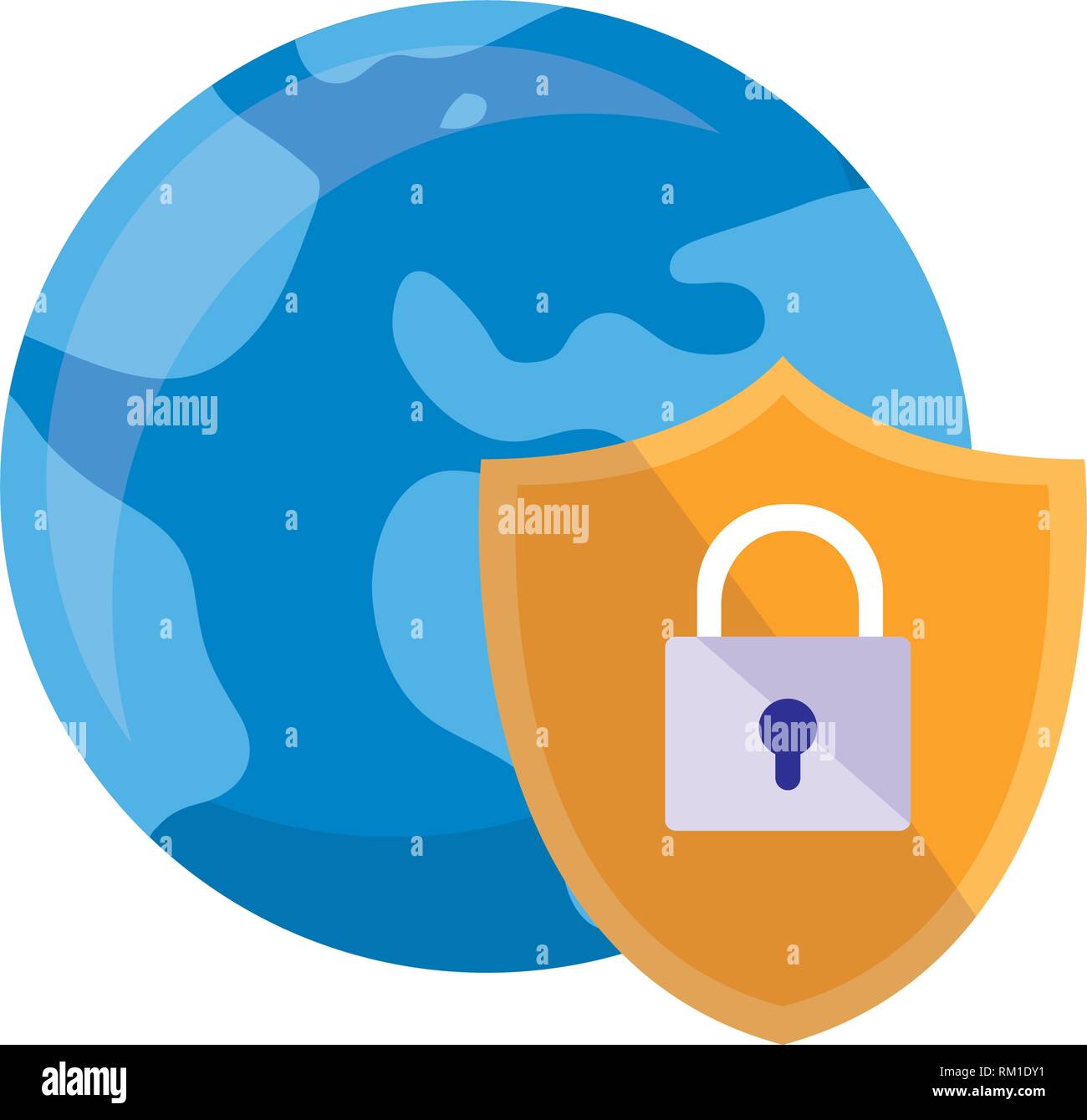 world shield protection data security vector illustration Stock Vector ...