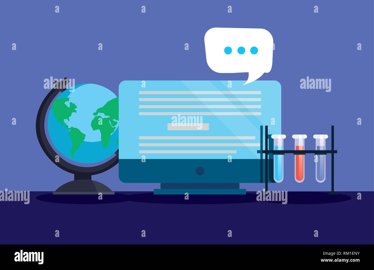 world computer test tube online education vector illustration Stock ...