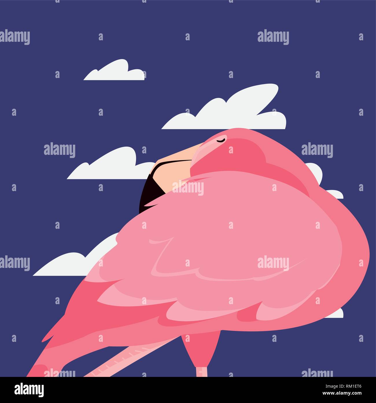 cute flamingo sky clouds background vector illustration Stock Vector ...