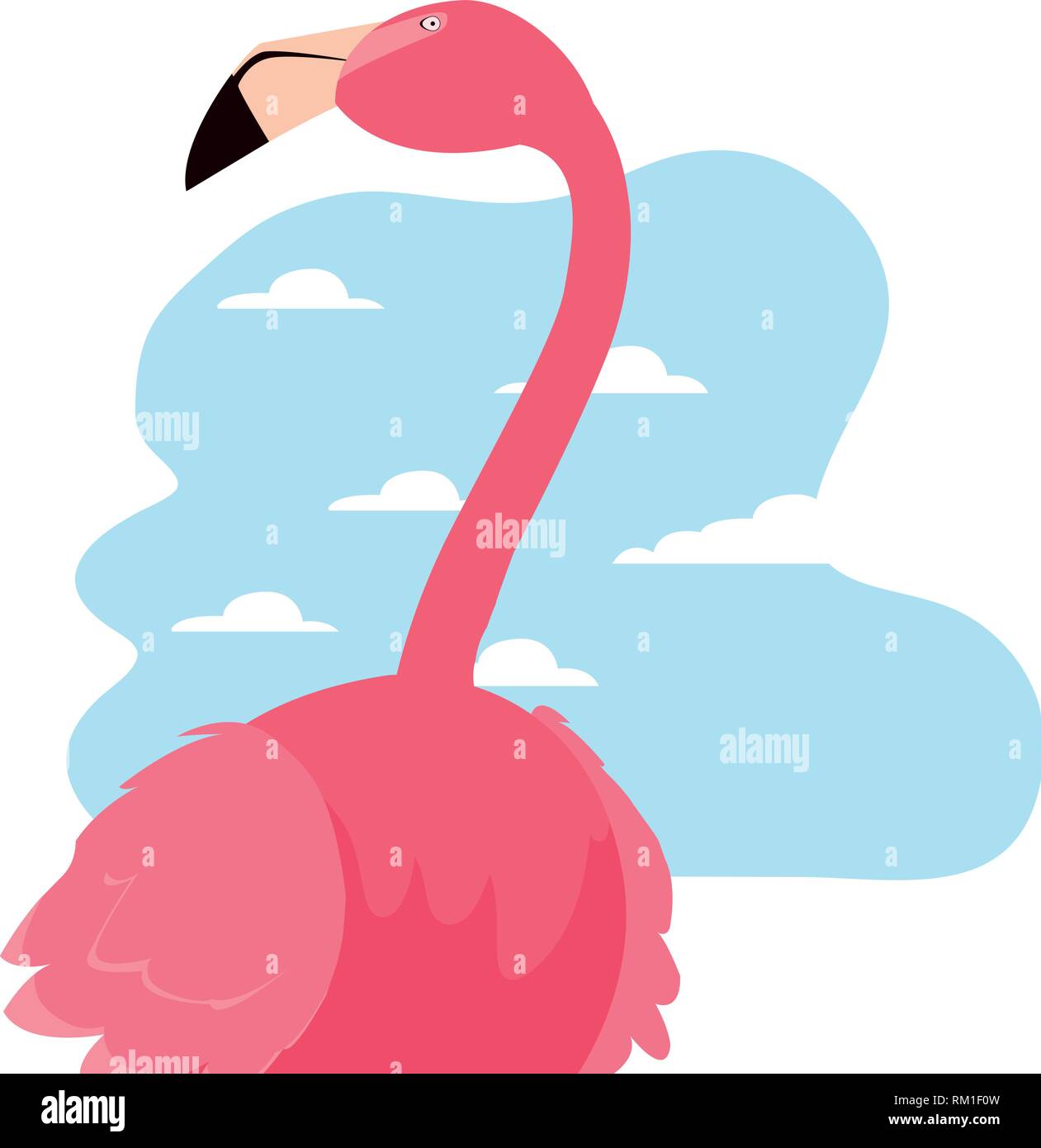 flamingo bird exotic blue background vector illustration Stock Vector ...
