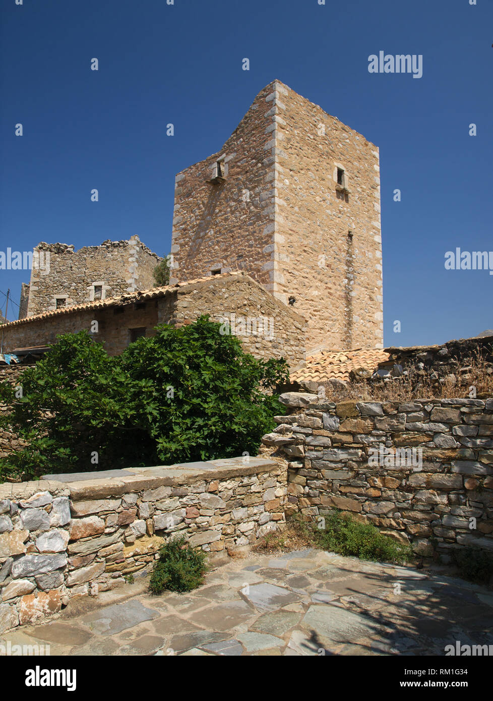 Tower houses in a medieval village in Mani, Greece Stock Photo - Alamy