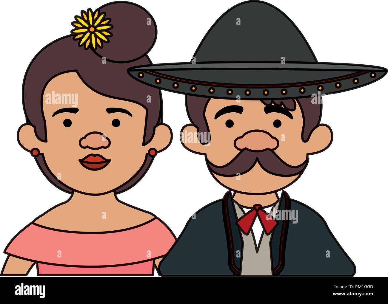 traditional mexican couple characters vector illustration design Stock ...