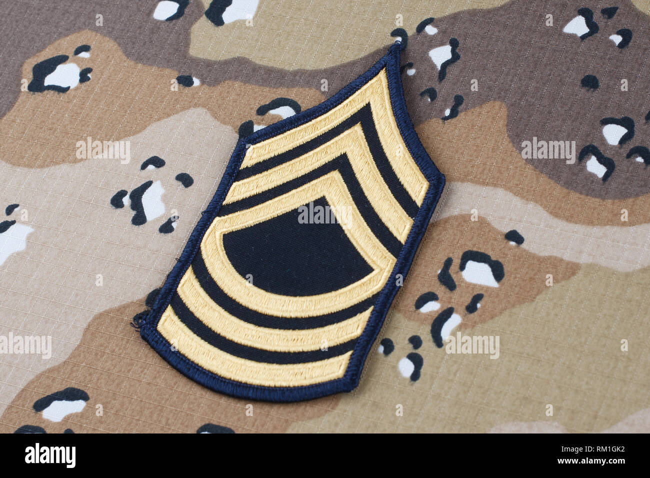 May 12, 2018. US ARMY Master Sergeant rank patch on Desert Battle Dress ...