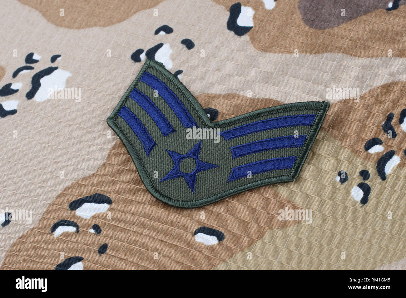May 12, 2018. US AIR FORCE Senior Airman rank patch on Desert Battle ...