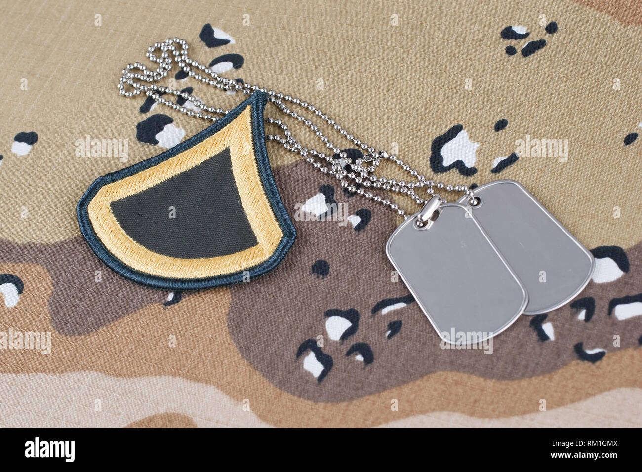 May 12, 2018. US ARMY Private First Class rank patch and dog tags on ...