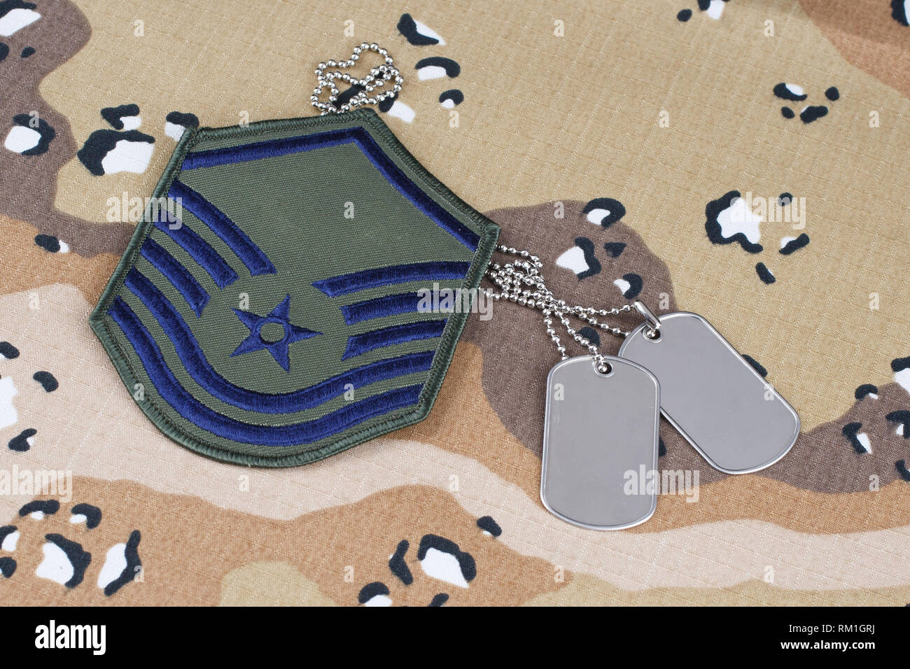 May 12, 2018. US AIR FORCE Master Sergeant rank patch and dog tags on ...