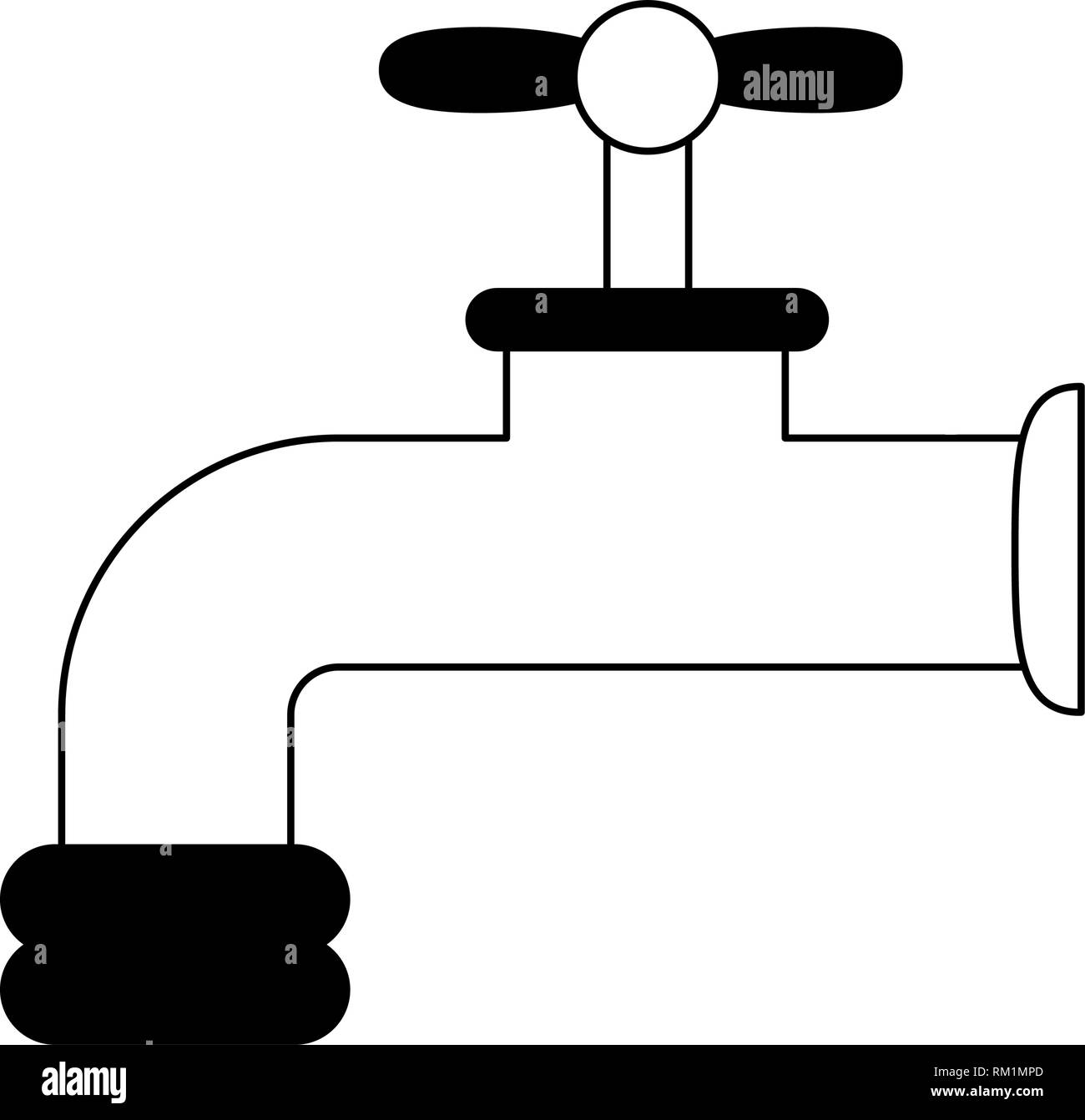 Water tap cartoon isolated in black and white Stock Vector Image & Art ...
