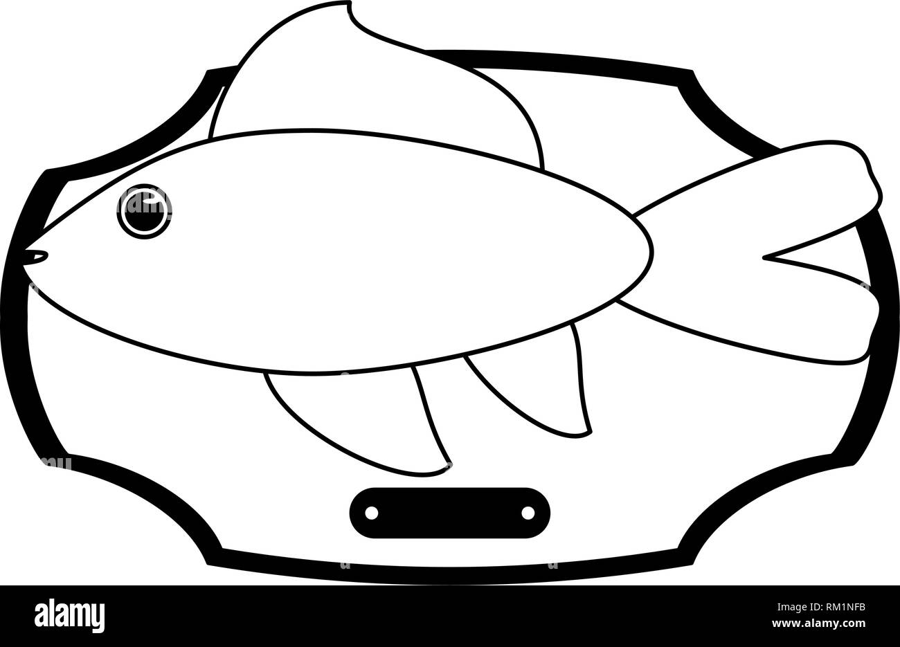 Fish haunted in wooden frame in black and white Stock Vector Image ...