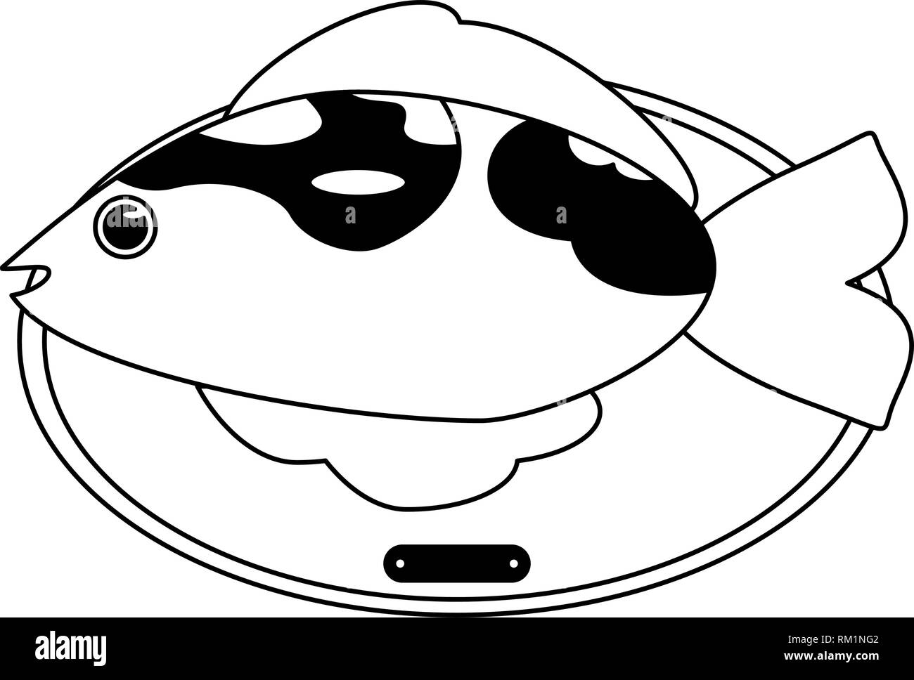 Fish haunted in wooden frame in black and white Stock Vector Image ...