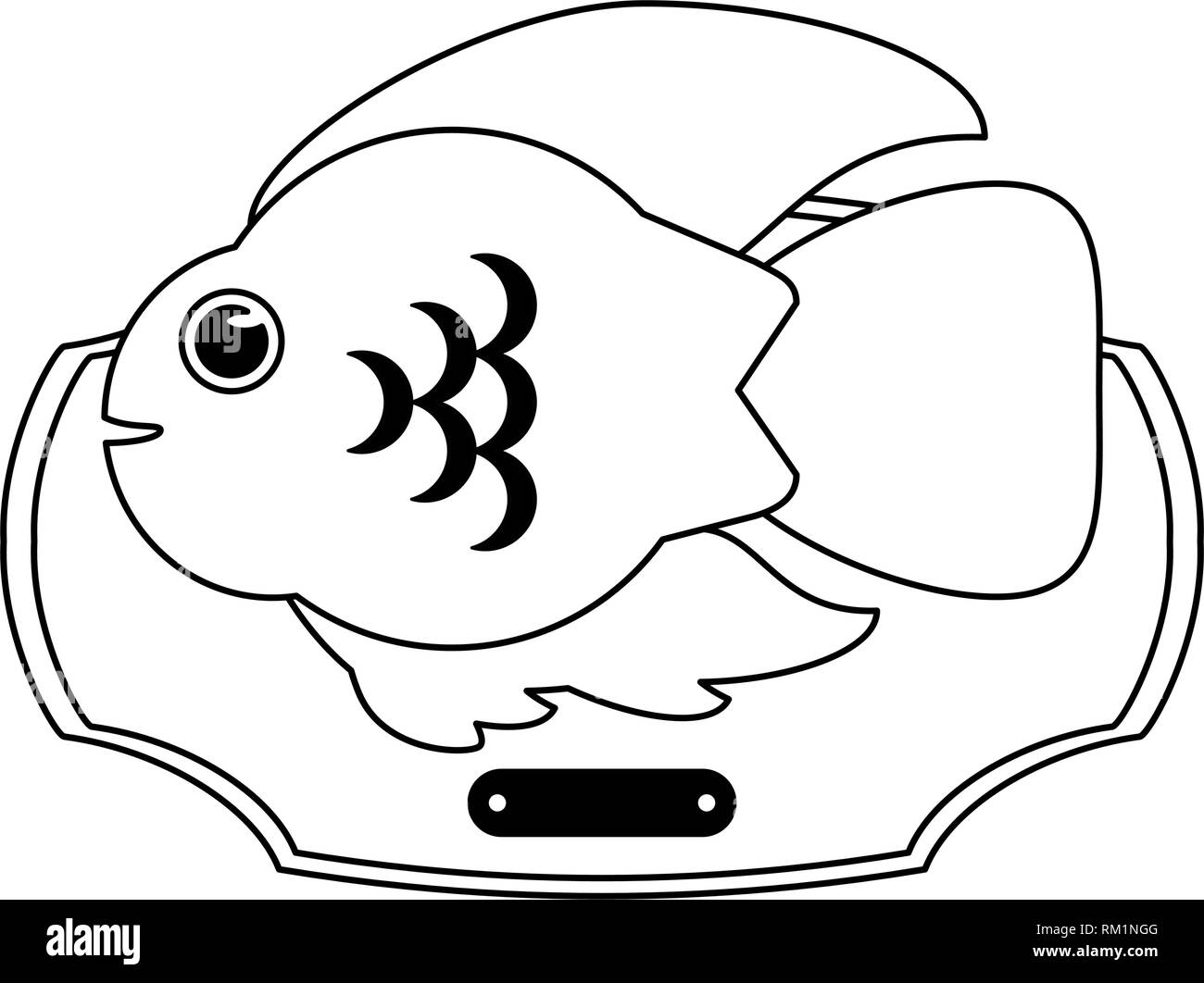 Fish haunted in wooden frame in black and white Stock Vector Image ...