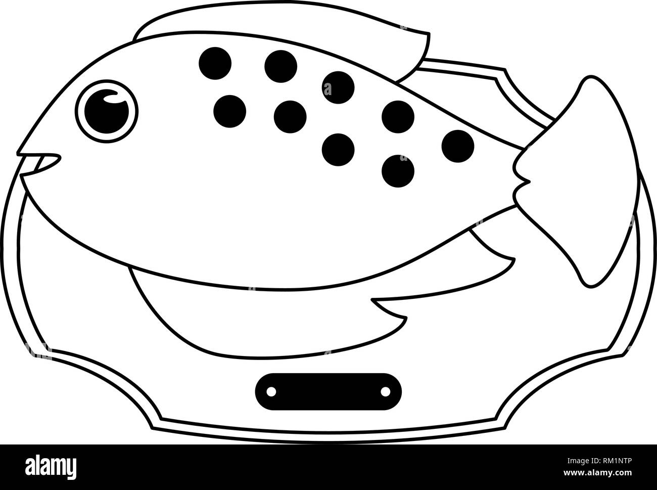 Fish haunted in wooden frame in black and white Stock Vector Image ...