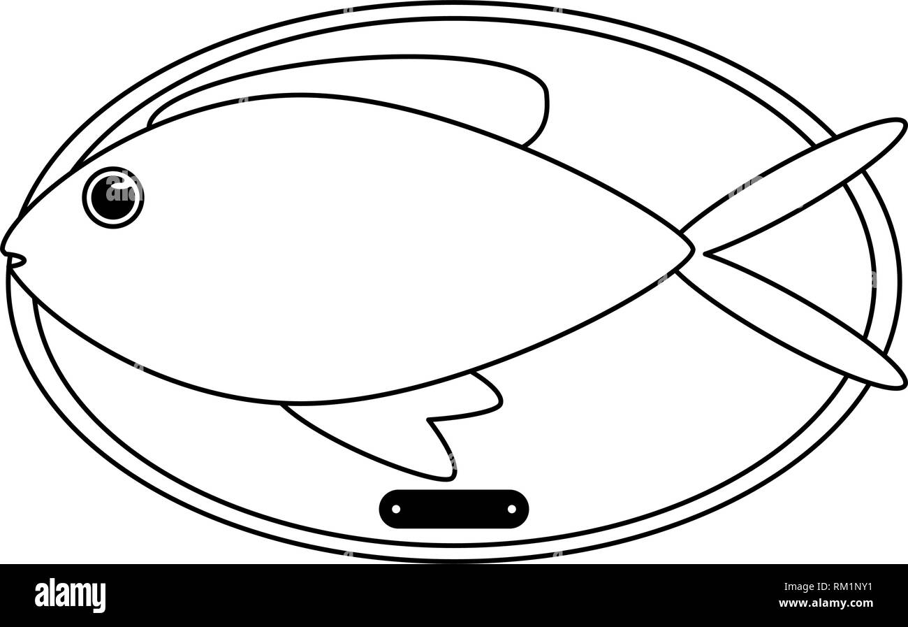 Fish haunted in wooden frame in black and white Stock Vector Image ...